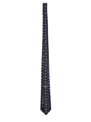 Saint Laurent Cravatta In Jacquard Di Seta - Blue