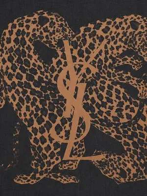 Saint Laurent Sciarpa Cassandre In Twill Di Lana Con Stampa
