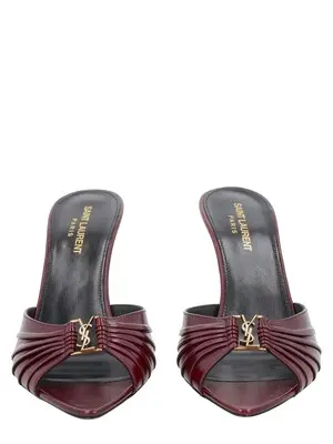Saint Laurent Mule "babylone" In Pelle Liscia - Bordeaux