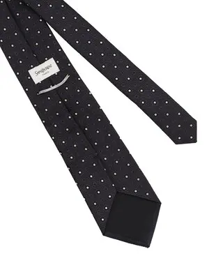 Saint Laurent Cravatta In Jacquard Di Seta - Blue