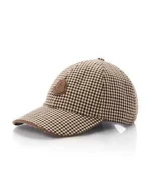 Moncler Wool Logo Patch Check Baseball Cap - Brown