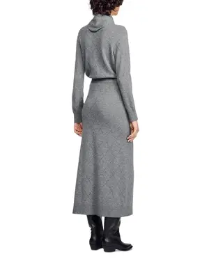 Sandro Coralyna Wool Blend Pointelle Knit Skirt