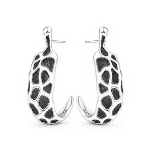UNALOE Organic Textured Chunky Hoop Earrings – Sterling - Silver
