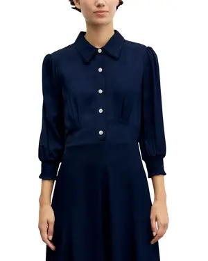 Gerard Darel Ciel Smocked Cuff Collared Dress
