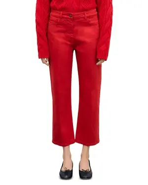 Gerard Darel Cotton Stretch High Rise Straight Jeans