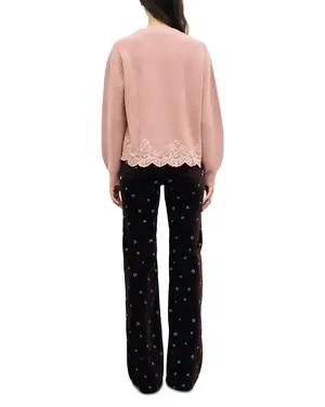 Gerard Darel Riviera Wool Lace Hem Sweater