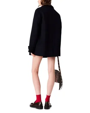 Maje Gedeus Wool Blend Double Faced Car Coat
