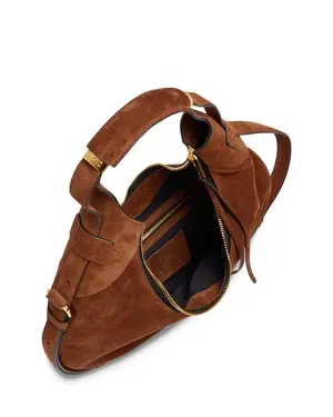 Moschino Handle Me Suede Shoulder Bag