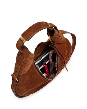 Moschino Handle Me Suede Shoulder Bag