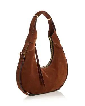 Moschino Handle Me Suede Shoulder Bag