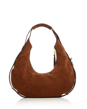 Moschino Handle Me Suede Shoulder Bag