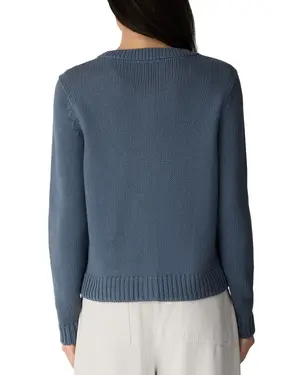 Eileen Fisher Cotton Crewneck Cardigan Sweater