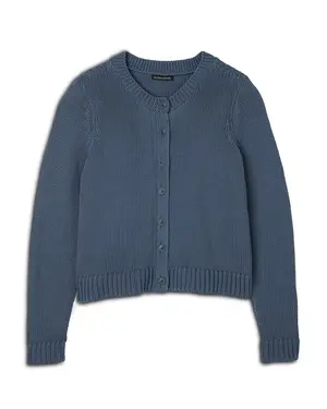 Eileen Fisher Cotton Crewneck Cardigan Sweater