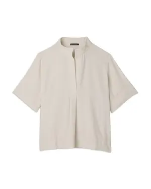 Eileen Fisher Silk Stand Collar Top