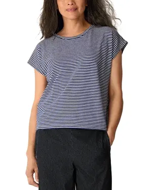 Eileen Fisher Cotton Crewneck Cap Sleeve Top - Infinity