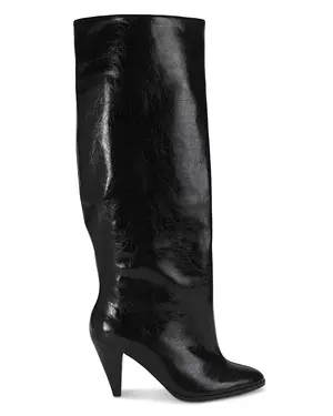 Kurt Geiger Lambeth Leather Slouchy Knee High Boots - Black