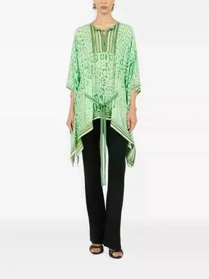 Roberto Cavalli Leopard-print Lace-up Kaftan