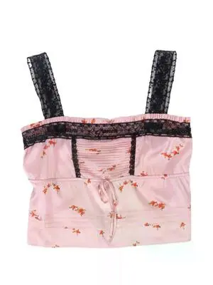 GANNI Lace-trim Floral-print Top