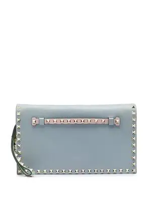 Valentino Garavani 2000-2017 Nappa Watercolor Rockstud Wristlet Clutch Bag - Blue