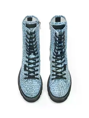 Roberto Cavalli Leopard-print Lace-up Combat Boots