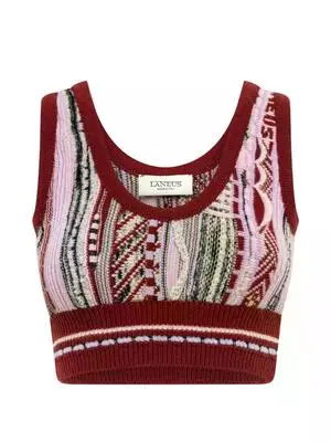 LANEUS Jacquard Slim-fit Top - Pink
