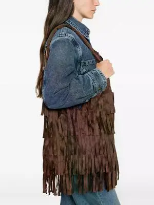 LA MILANESA Aretha Fringe-detailed Shoulder Bag - Brown