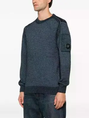 C.P. COMPANY Lens-detail Ribbed-trim Sweater - Blue