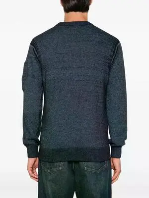 C.P. COMPANY Lens-detail Ribbed-trim Sweater - Blue