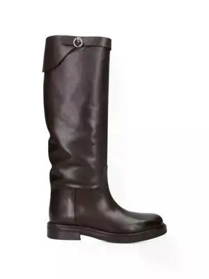 POEVE Turnlock Leather Knee-high Boots