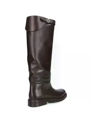 POEVE Turnlock Leather Knee-high Boots