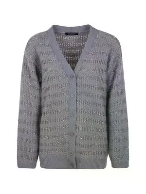 Fabiana Filippi Sequin-embellished Chunky-knit Cardigan - Grey