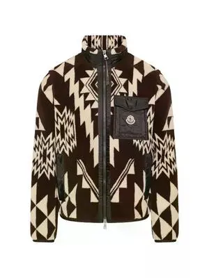 Moncler Geometric Teddy Zip-up Hoodie - Brown