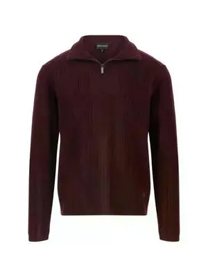 Emporio Armani Half-zip Ribbed-knit Polo Shirt - Red