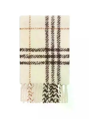 Burberry Check Alpaca Wool Blend Bouclé Scarf - Neutrals