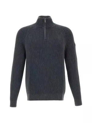 RRD Cotton 7 Techno Wash Half-zip Rib-knit Sweater - Blue