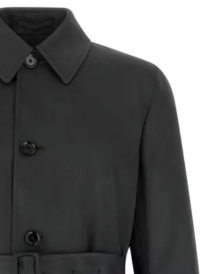 LARDINI Belted Single-breasted Trench Coat - Black