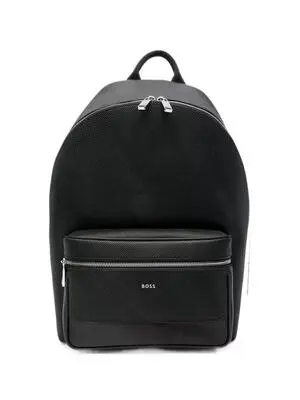 BOSS Northon Textured-finish Logo-plaque Backpack - Black