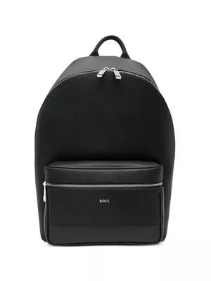 BOSS Northon Textured-finish Logo-plaque Backpack - Black