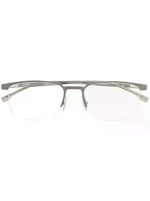 BOSS Rectangle Semi-rimmed Eyeglasses - Silver