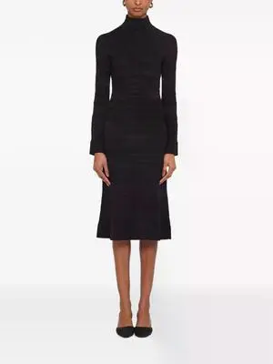 LANEUS Jacquard-knit Turtleneck Midi Dress
