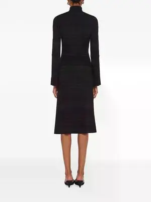 LANEUS Jacquard-knit Turtleneck Midi Dress