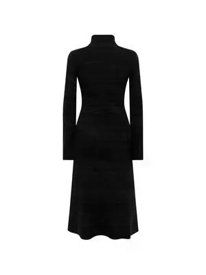 LANEUS Jacquard-knit Turtleneck Midi Dress