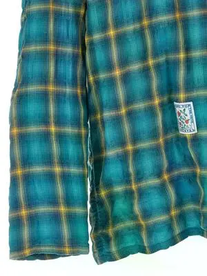 SONG FOR THE MUTE School Check-pattern Patch-detail Shirt - Blue