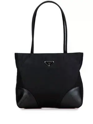 Prada 2013-2025 Spazzolato Trimmed Tessuto Tote Bag