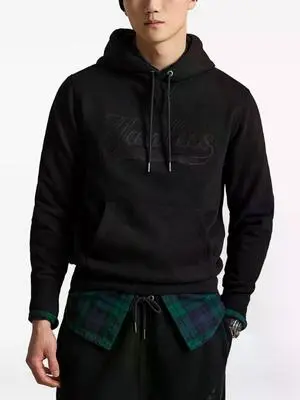 Polo Ralph Lauren Logo-embroidered Drawstring Cotton Hoodie - Black