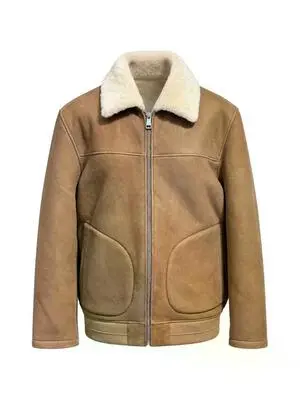 POCHE PARIS Shearling-collar Zip-up Jacket