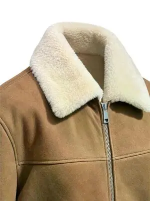 POCHE PARIS Shearling-collar Zip-up Jacket