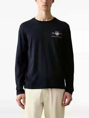 Gant Logo-embroidered Long-sleeve T-shirt - Blue