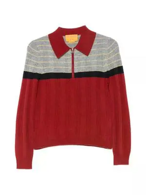 Guest In Residence Track Striped Ribbed-knit Sweater