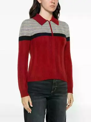 Guest In Residence Track Striped Ribbed-knit Sweater